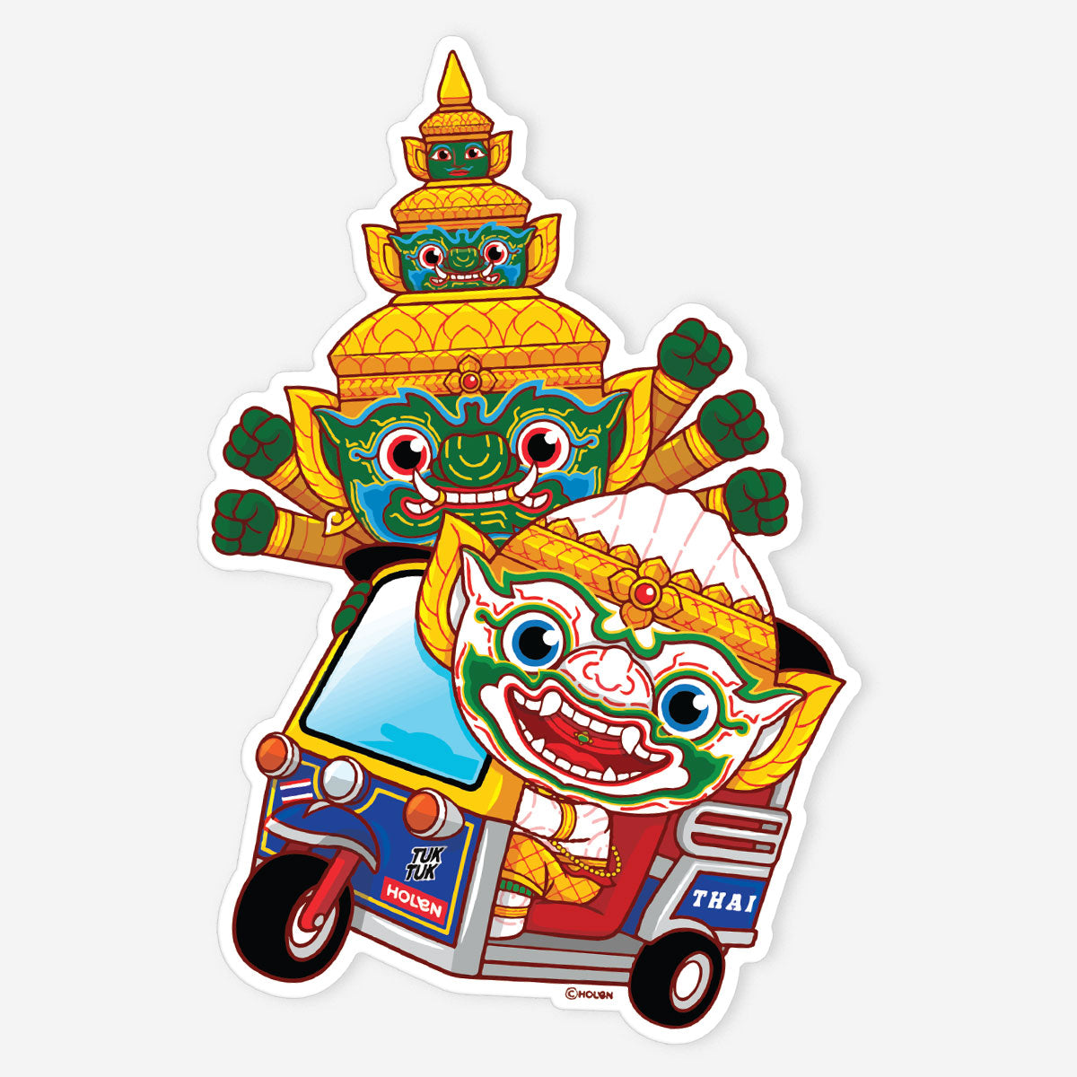 Waterproof Ramakien Sticker - Tuk Tuk Hanuman & Thotsakan (สติ๊กเกอร์ร ...